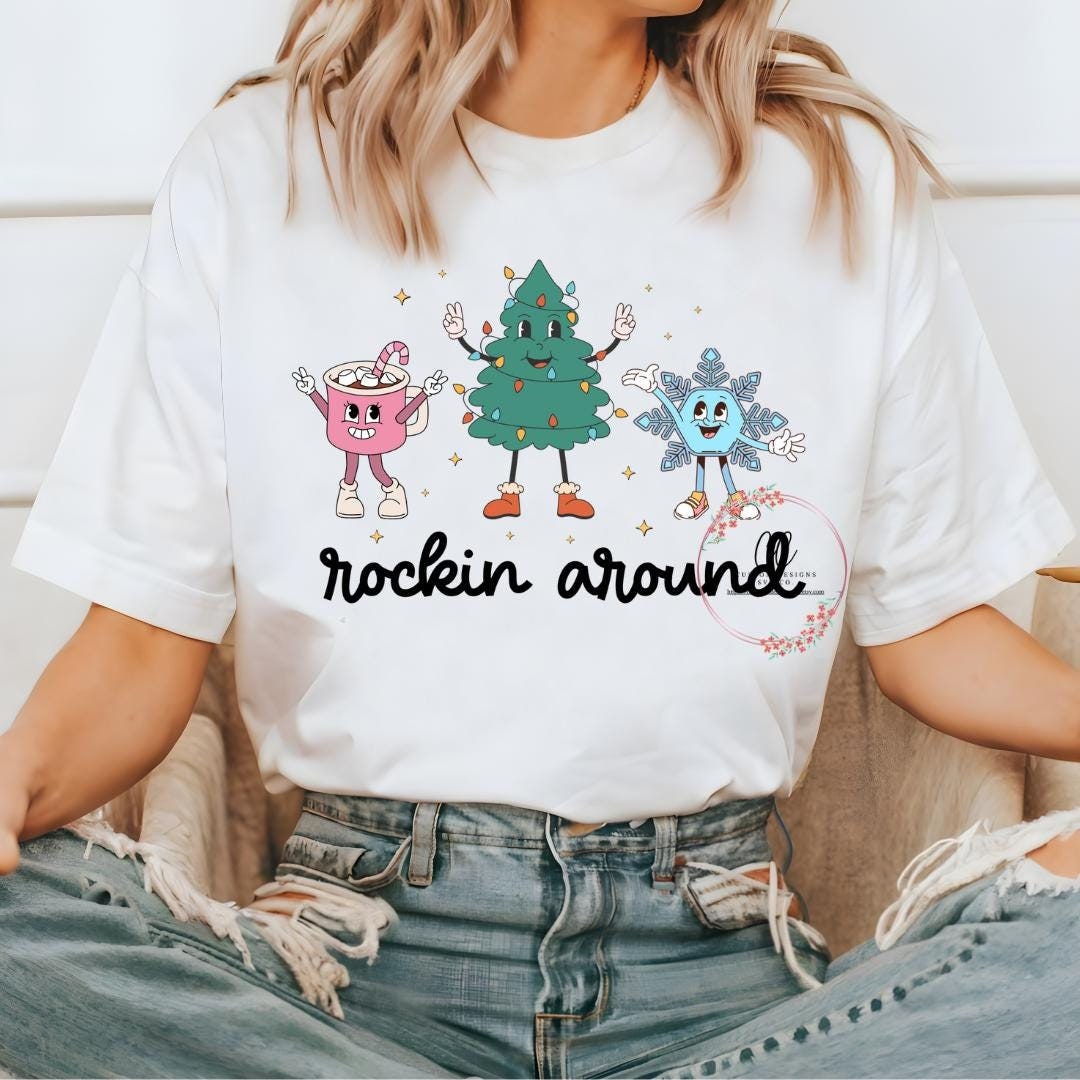 Cute Retro Christmas Characters Png, Rockin Around Png, Trendy ...