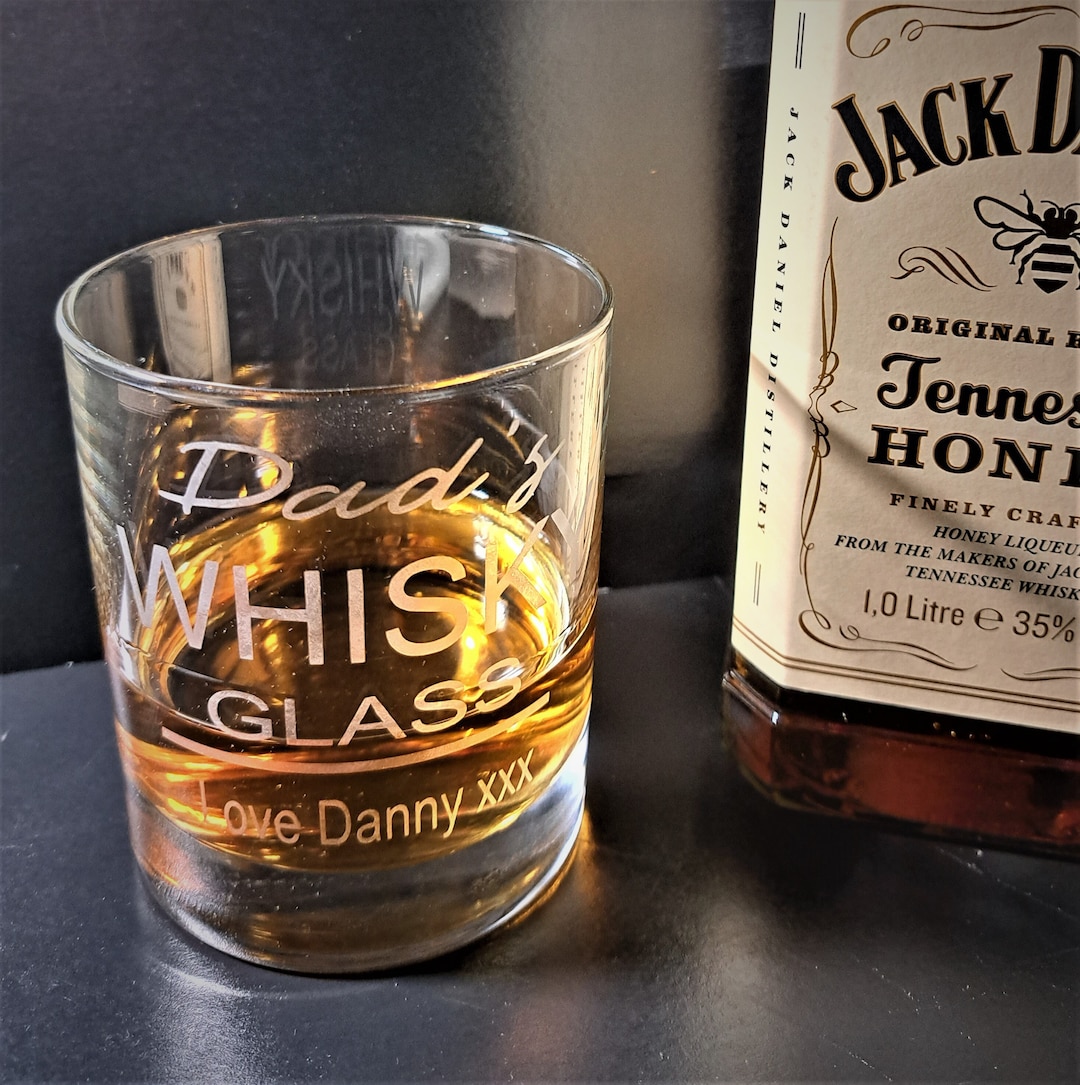 Dad's Whiskey Glass Tumbler- Gas Glass Hand Etched Gift - Etsy