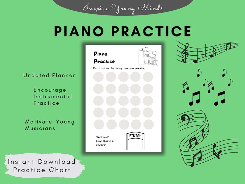 Music Instrument Practice Chart for Kids | Piano Practice Chart for ...