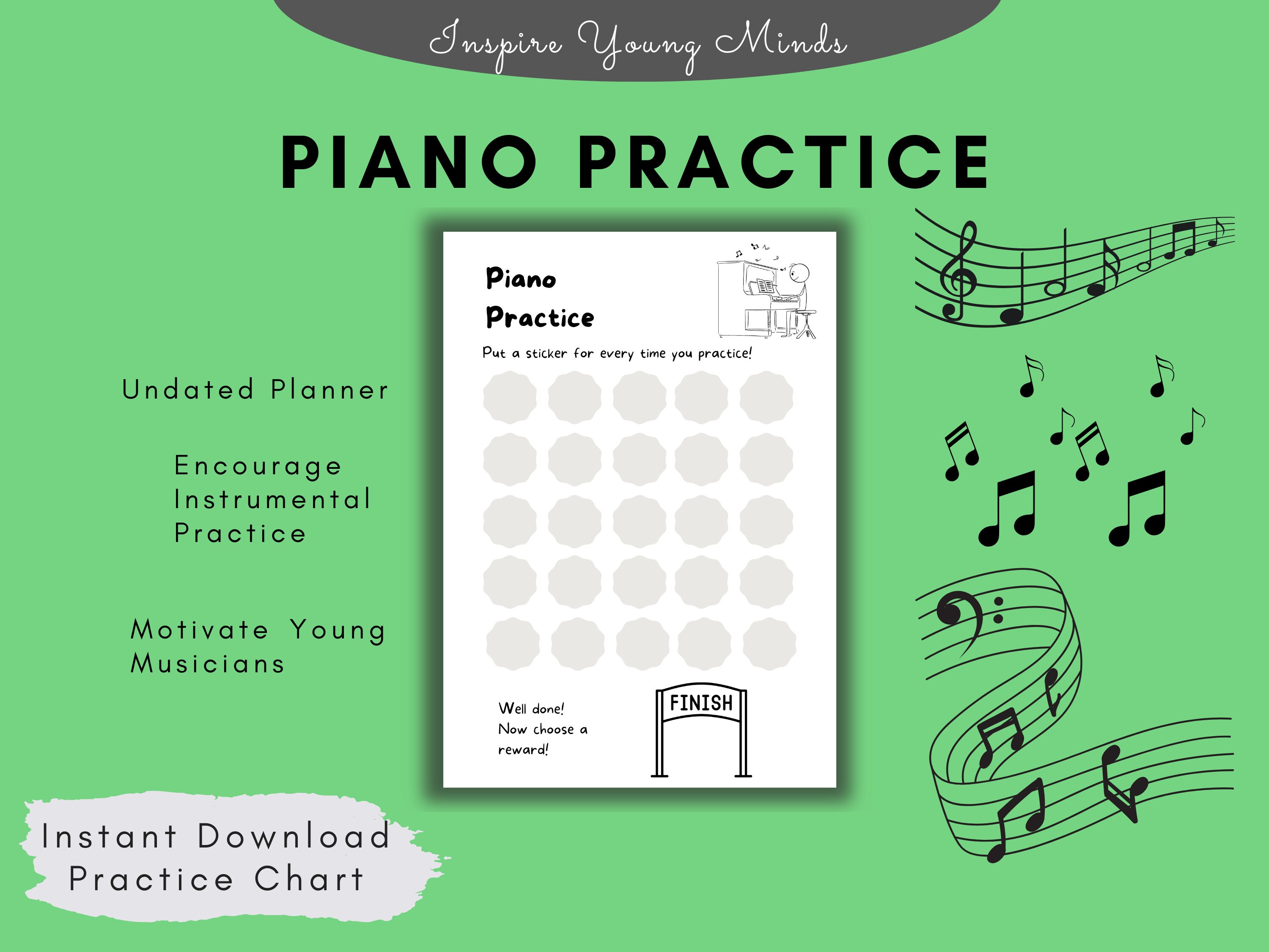 Music Instrument Practice Chart for Kids | Piano Practice Chart for ...