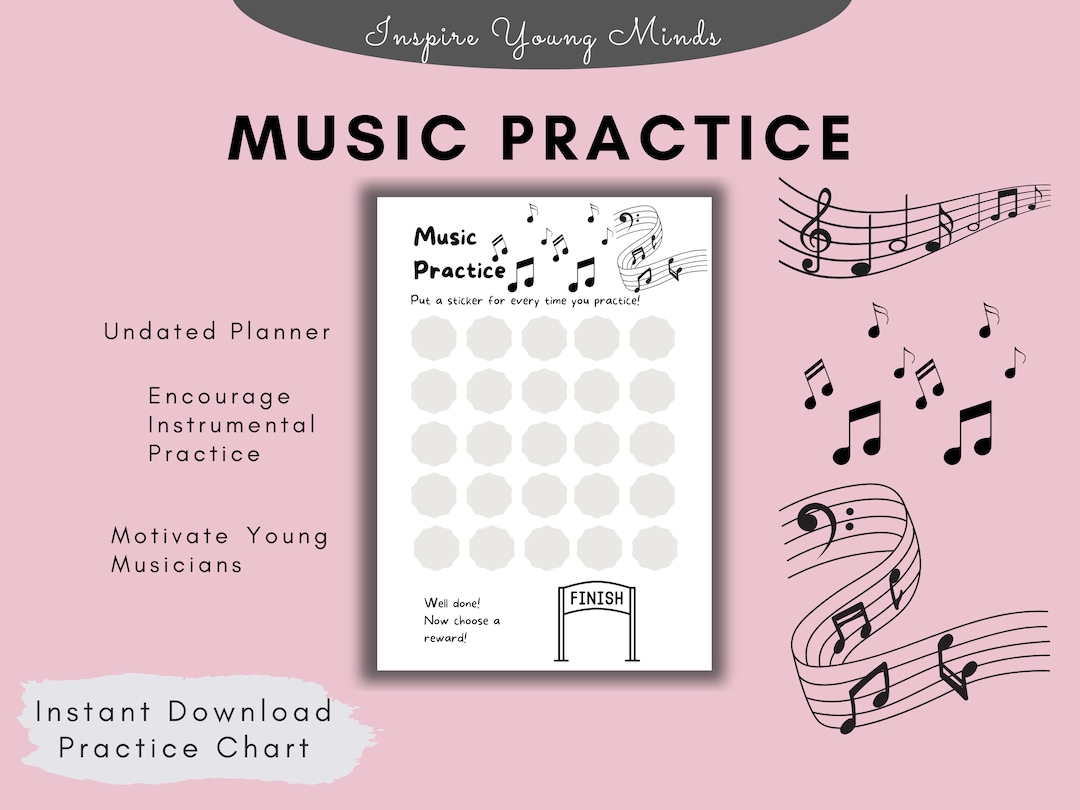 Music Instrument Practice Chart for Kids | Piano Practice Chart for ...