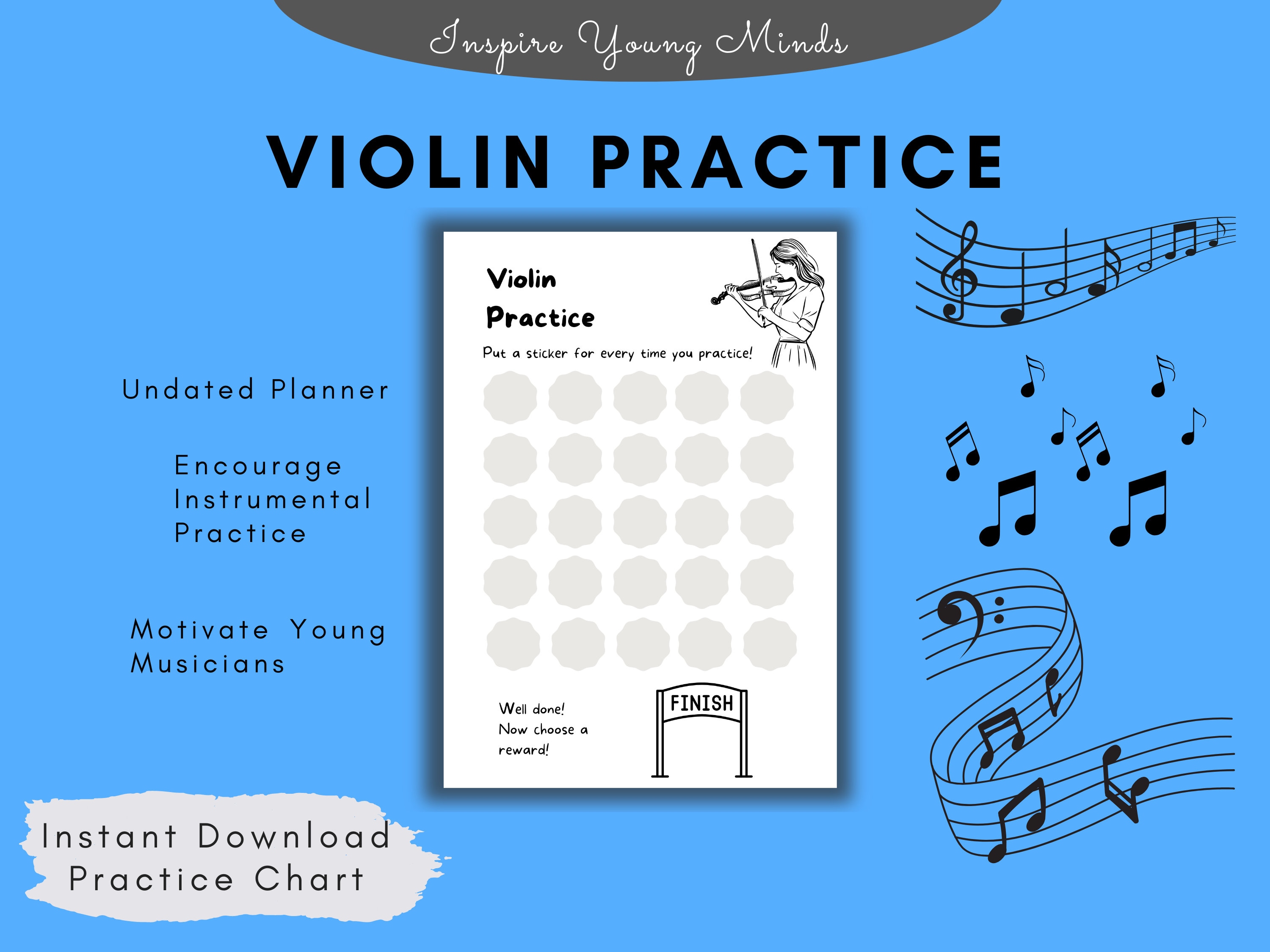 Music Instrument Practice Chart for Kids Violin Practice Chart for Kids ...