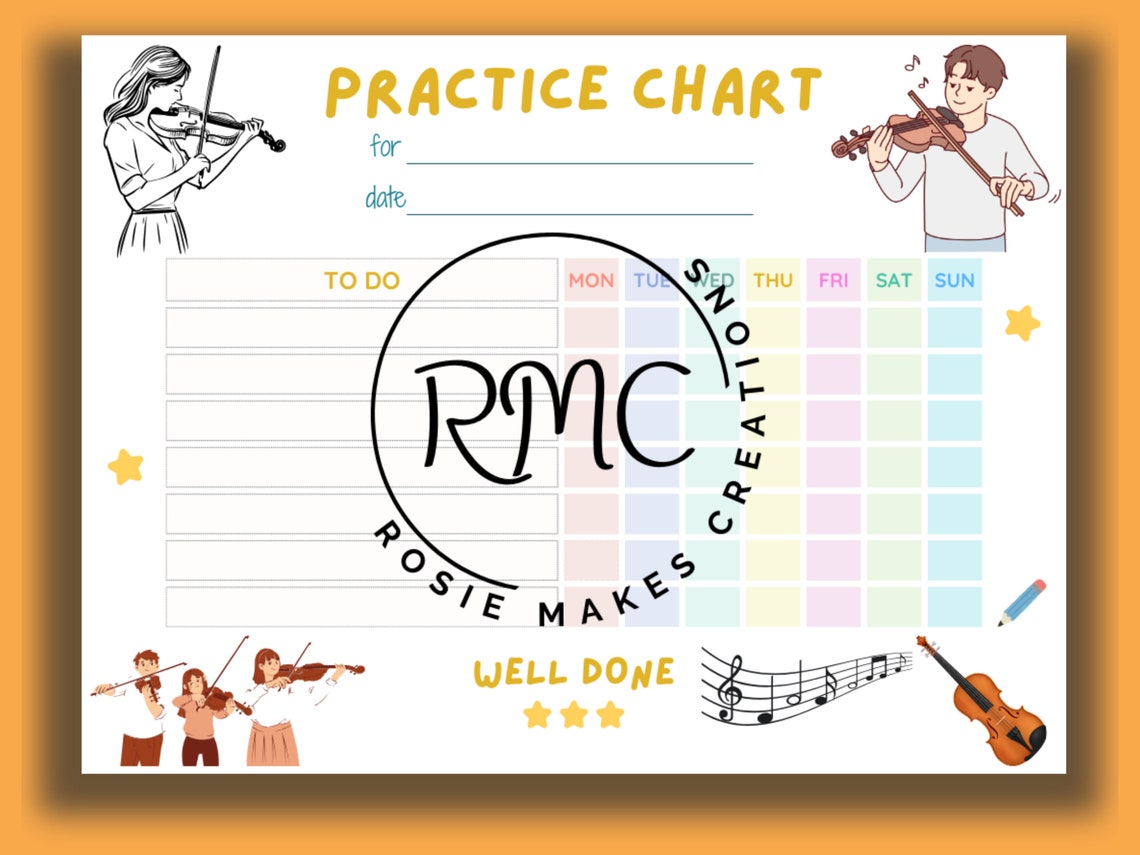 Violin Music Practice Chart for Kids | Violin Practice Chart for Kids ...