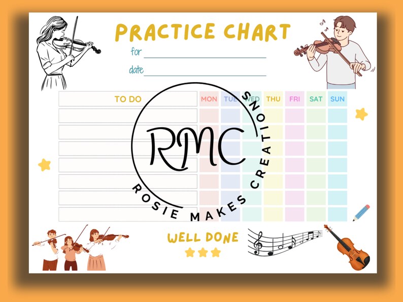 Violin Music Practice Chart for Kids | Violin Practice Chart for Kids ...