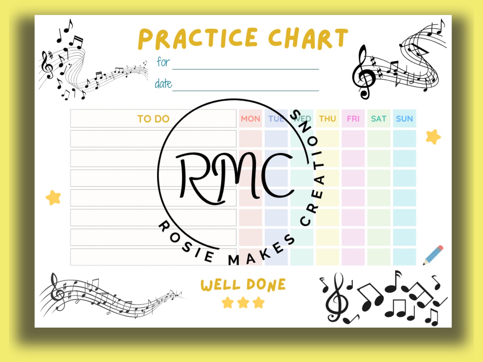 Music Instrument Practice Chart for Kids | Piano Practice Chart for ...