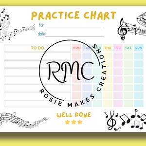 Music Instrument Practice Chart for Kids | Piano Practice Chart for ...