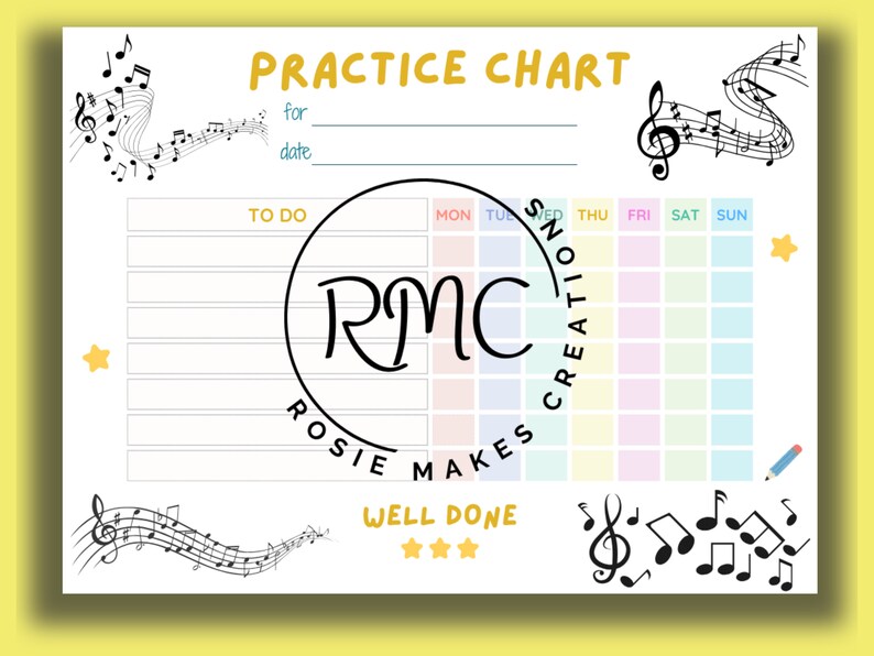 Music Instrument Practice Chart for Kids | Piano Practice Chart for ...
