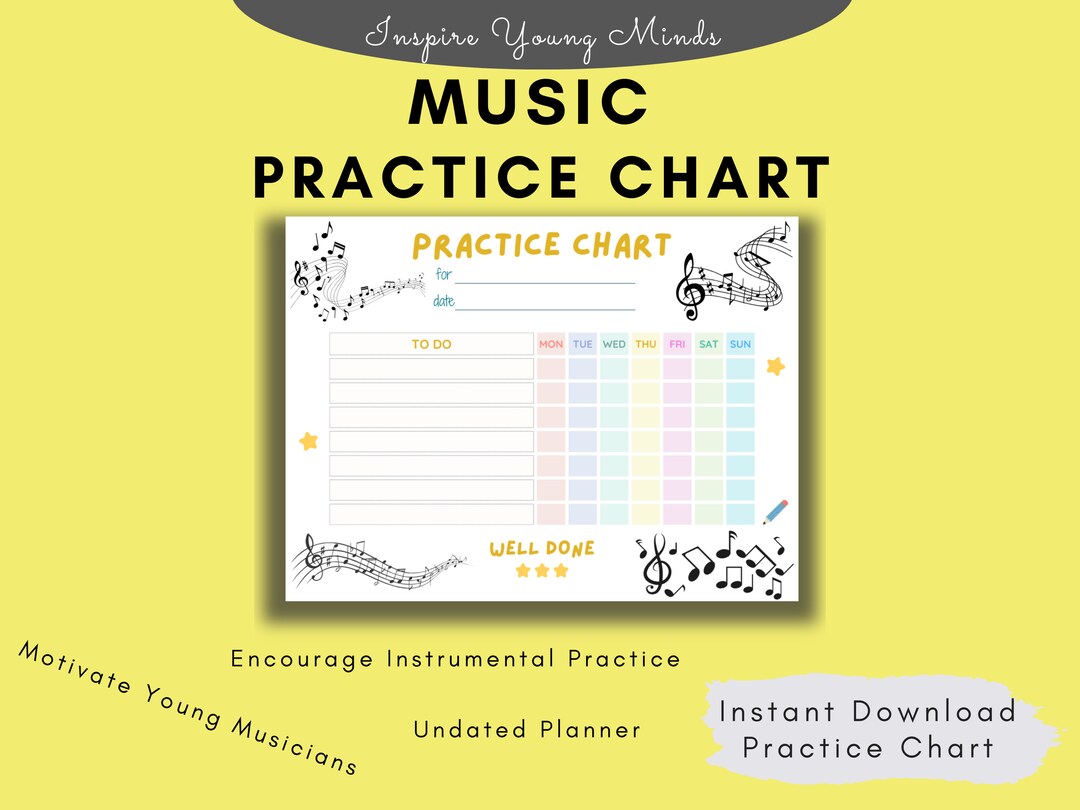 Music Instrument Practice Chart for Kids | Piano Practice Chart for ...