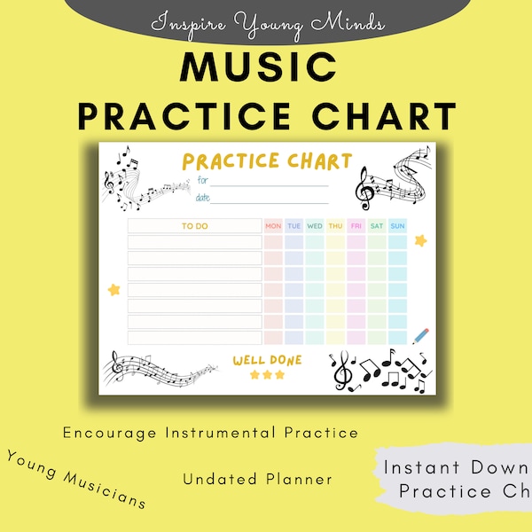 Kids Piano Practice Chart - Etsy