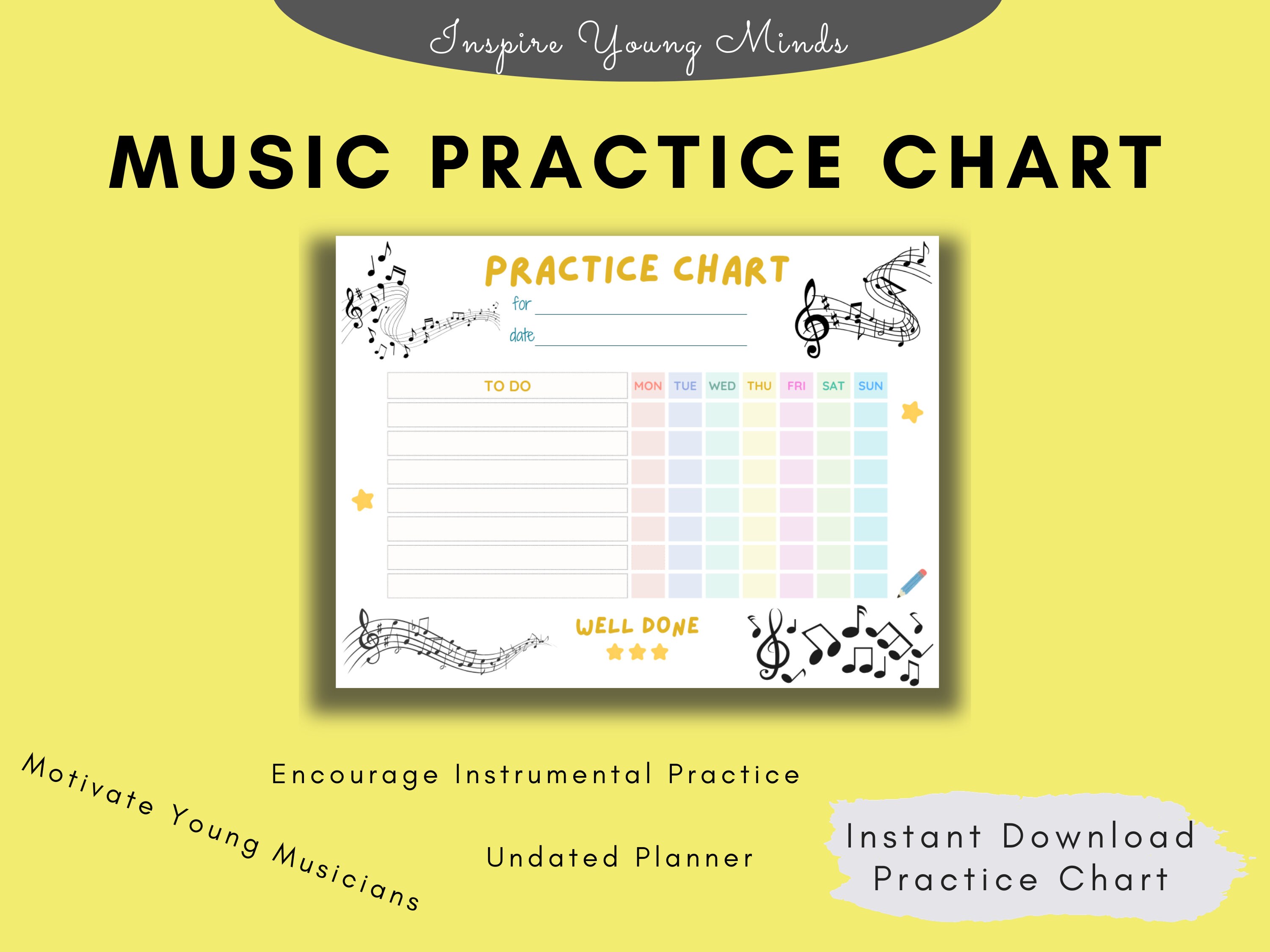 Music Instrument Practice Chart for Kids Piano Practice - Etsy