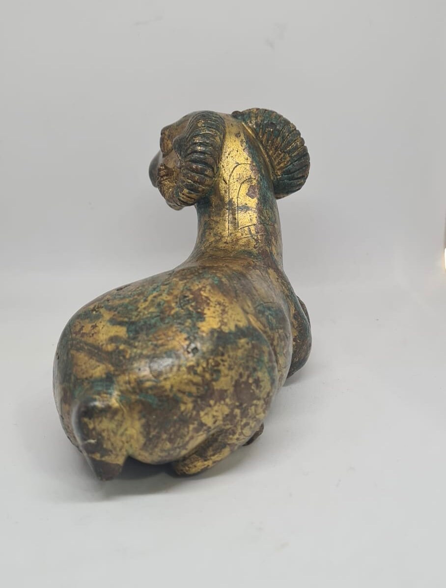 Chinese Antique Gelt Bronze Ram - Etsy