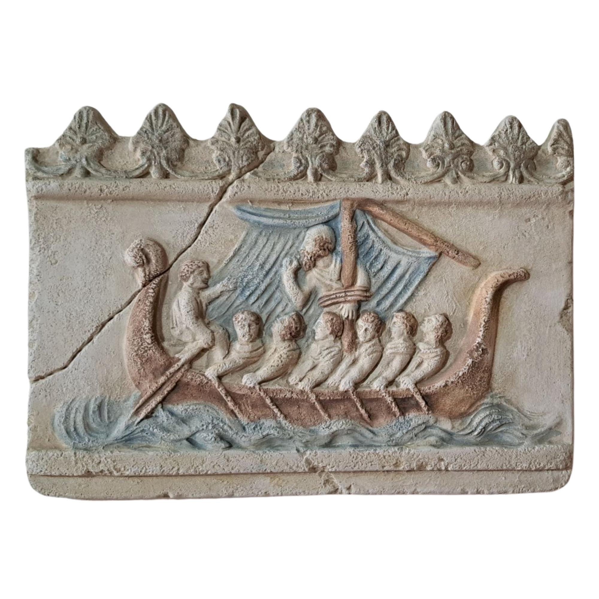 Poseidon Wreaks Odysseus's Ship Wall Relief Sculpture Greco-roman ...