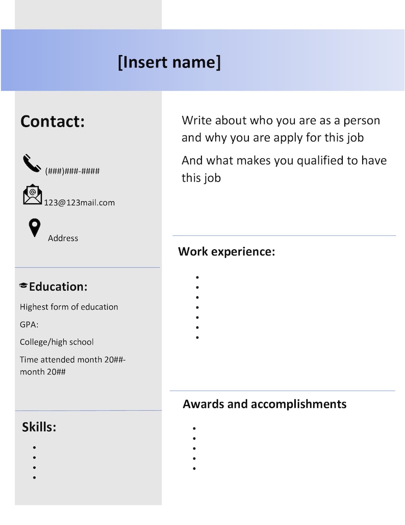 A Digital Resume Template - Etsy