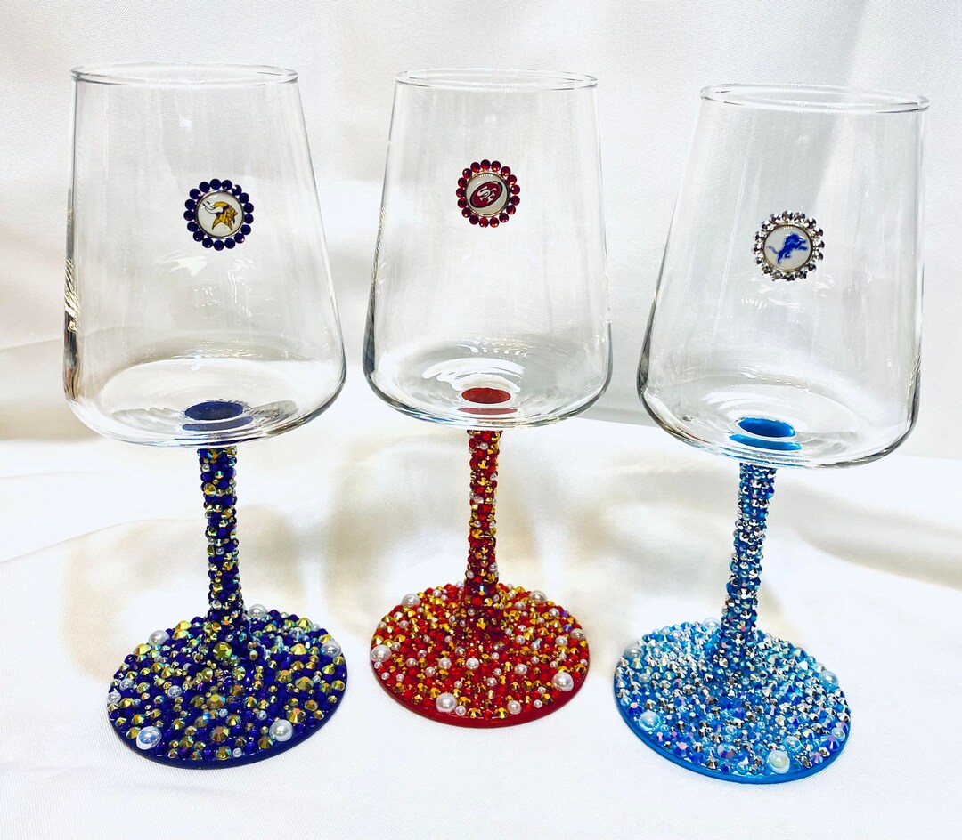 Bedazzled Football NFL Teams Blinged Out Wine or Shot Glass Glass With ...