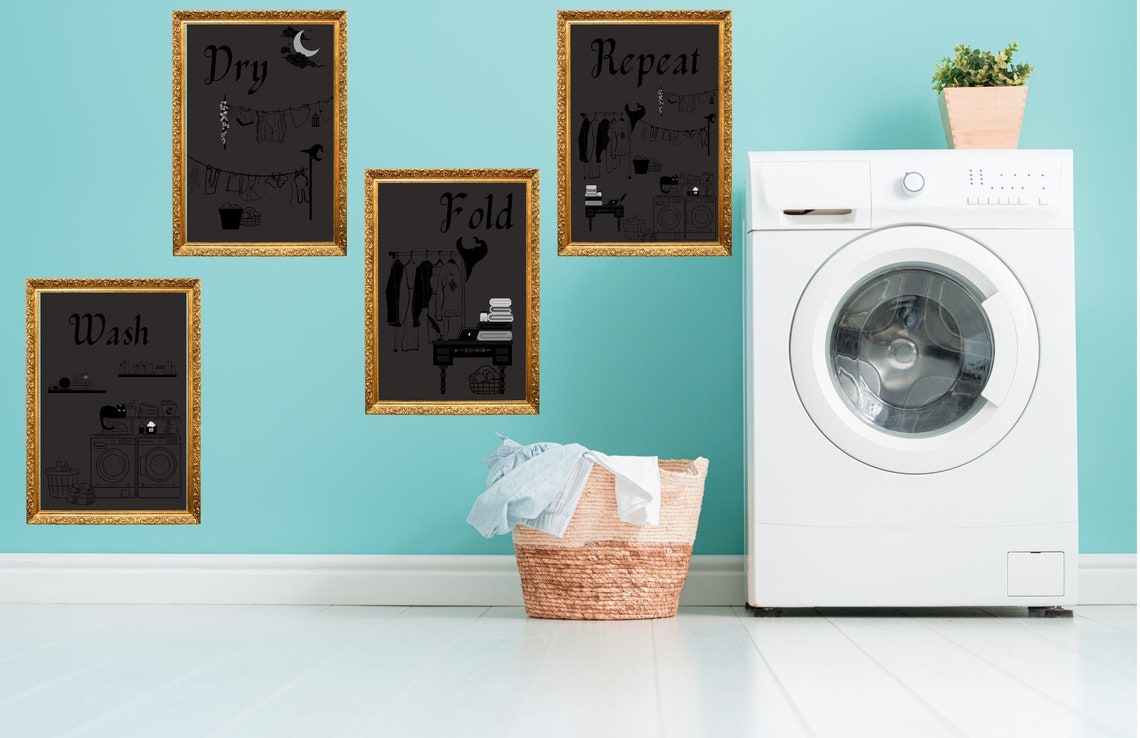 Laundry Posters: Wash Dry Fold Repeat - Etsy