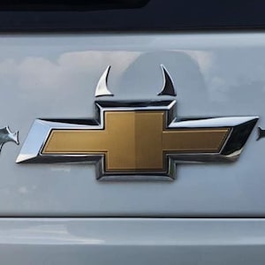Chrome Bat Wings Car Emblem Sticker Silver Badge Gothic Devil Horns ...