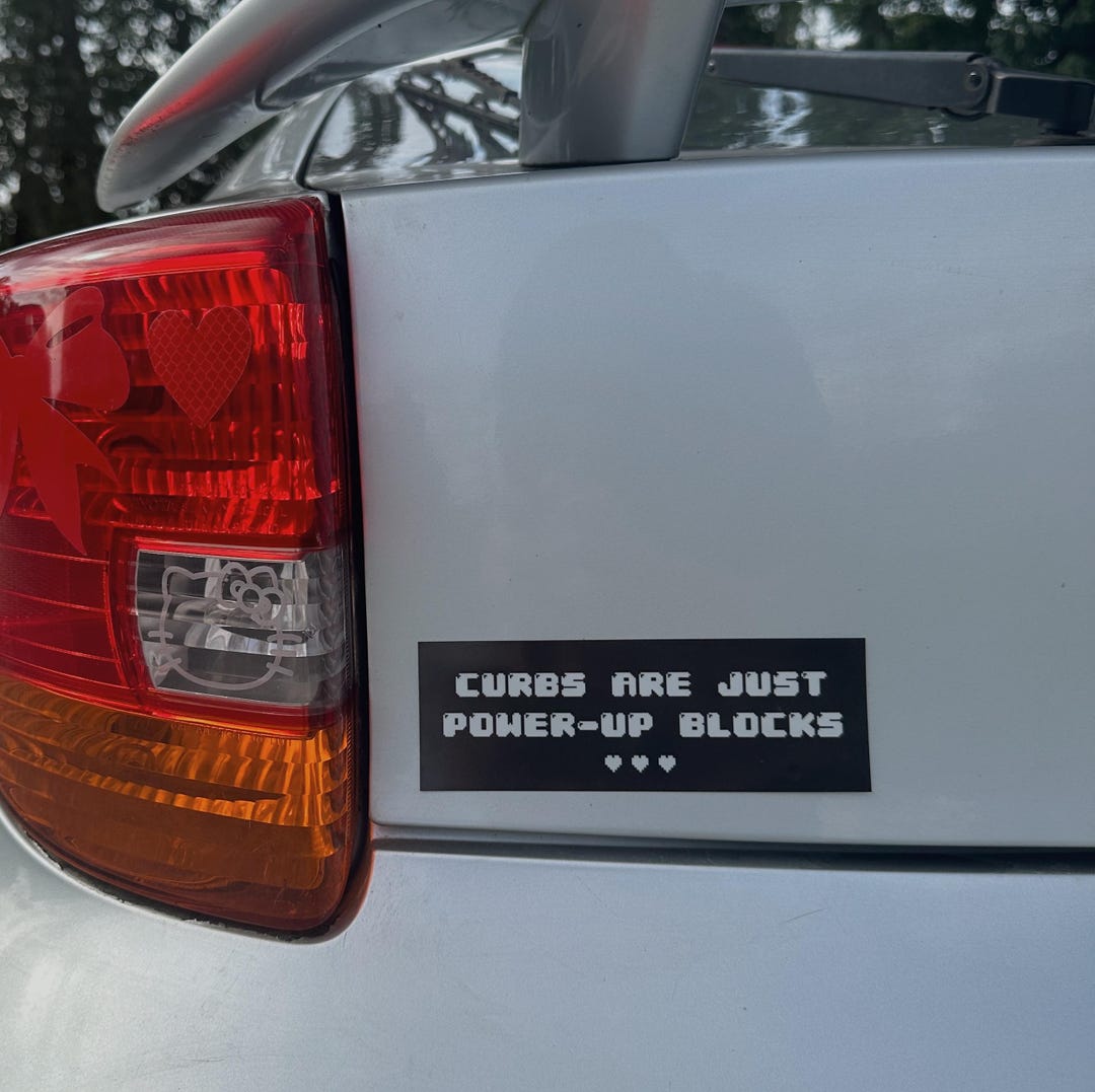 Curbs Are Just Power-up Blocks Bumper Sticker / Cute Gamer Girl Car ...
