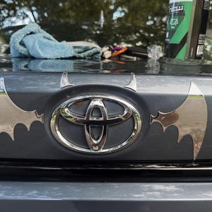 Chrome Bat Wings Car Emblem Sticker Silver Badge Gothic Devil Horns ...