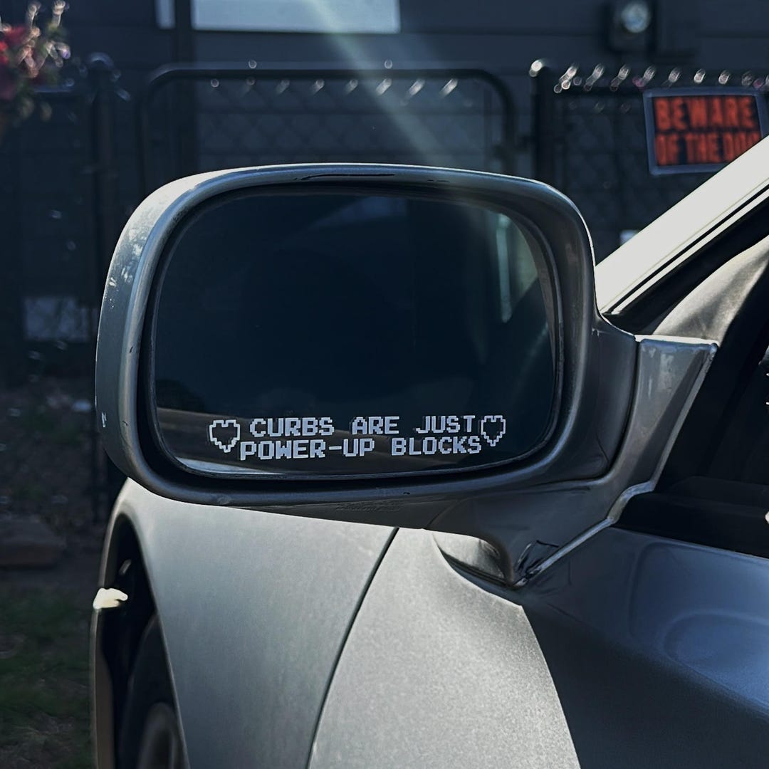 Curbs Are Just Power-up Blocks Side Mirror Sticker Set of 2 / Cute ...