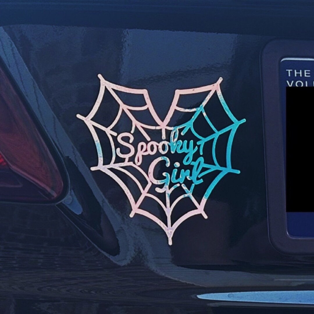 Spooky Girl Spider Web Heart Decal / Kawaii Goth Vinyl Sticker ...