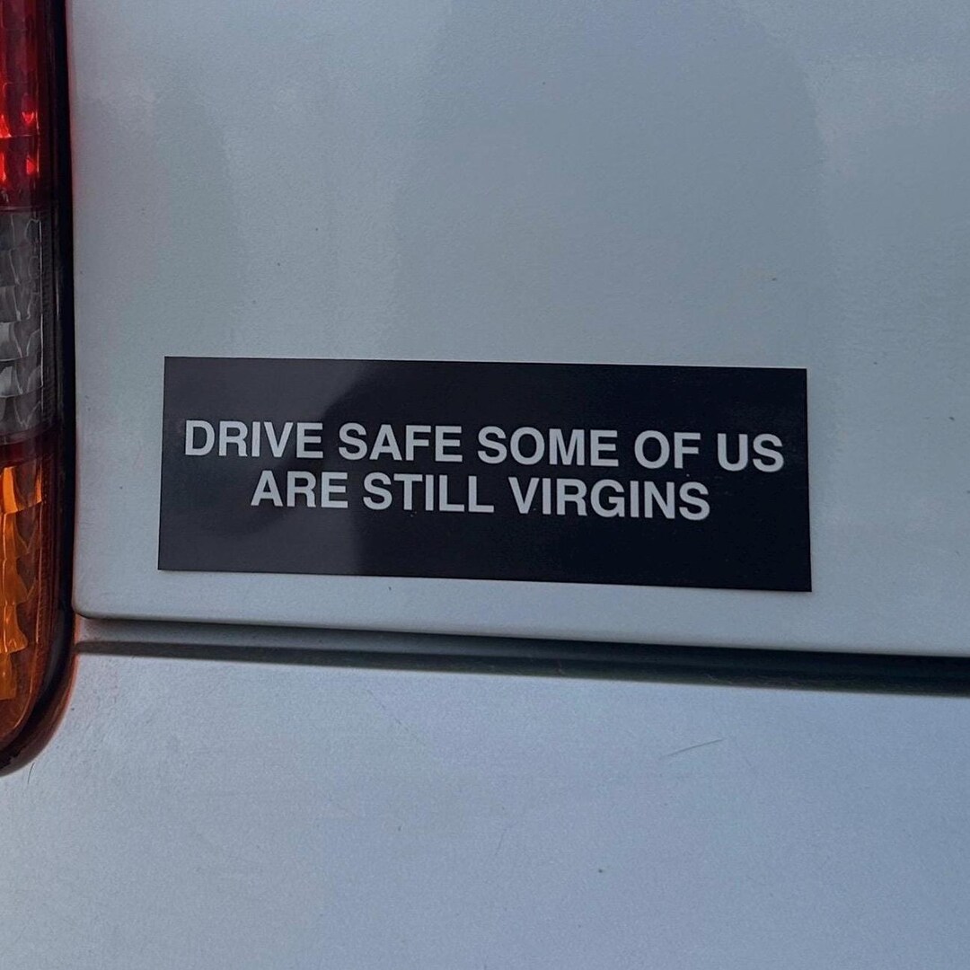 Drive Safe Some of Us Are Still Virgins Bumper Sticker / Cute Car Girl ...