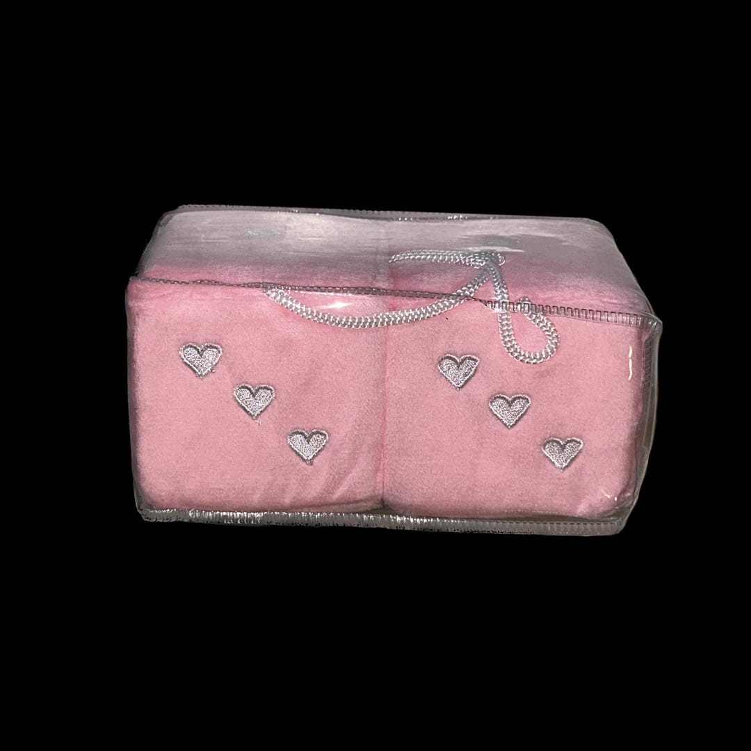 Pink Heart Dice Car Accessory / White and Pink Dice Cute Car Decor ...