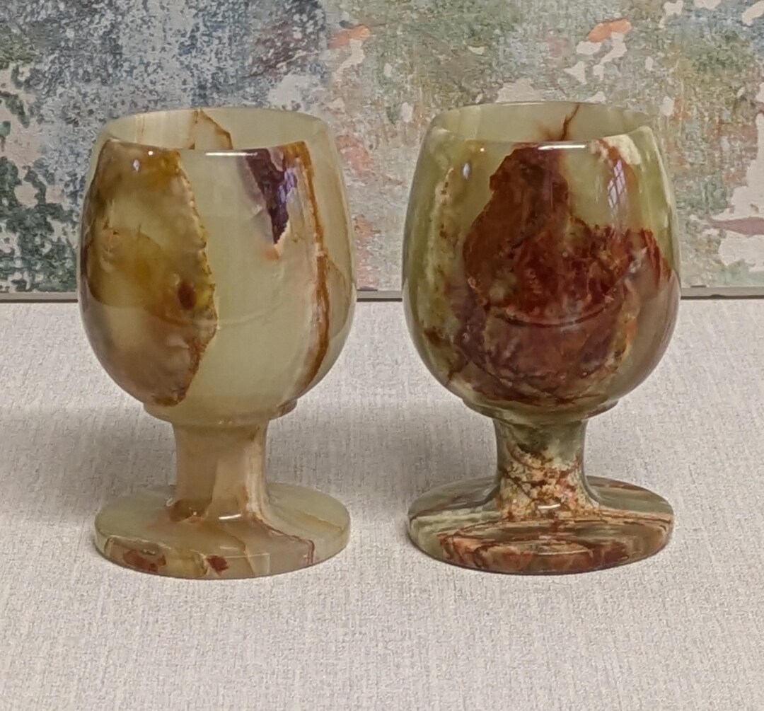 Stunning Onyx Marble Goblets, Vintage Goblets, Onyx Vintage Glasses - Etsy