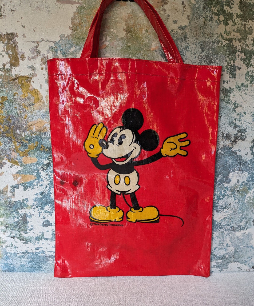 Vintage Mickey Mouse Shopping Bag Disney Vintage Bag RARE Small Shopper ...
