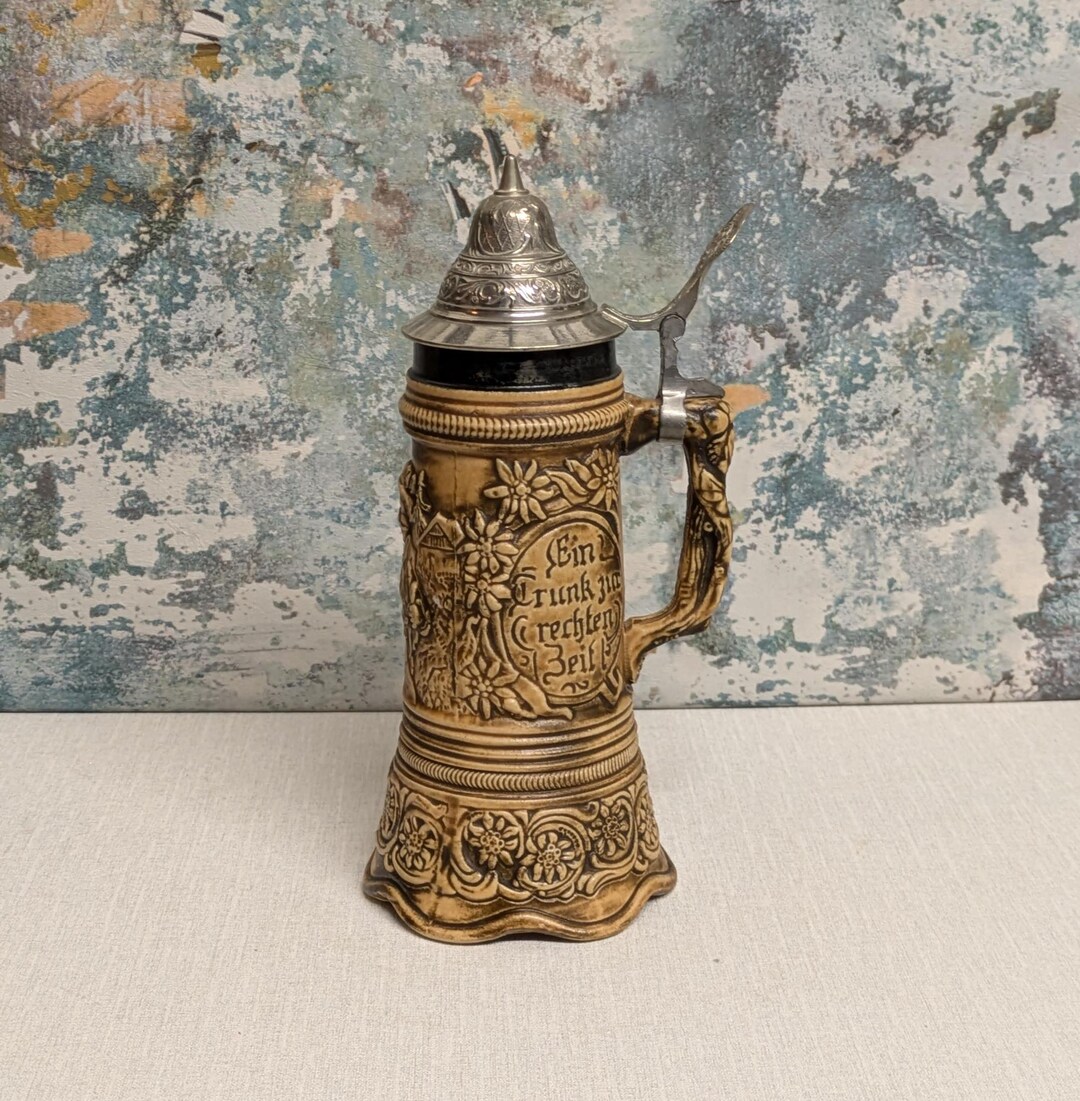 Musical Vintage Pottery Lidded Stein Tankard Swiss Beer Mug Vintage ...