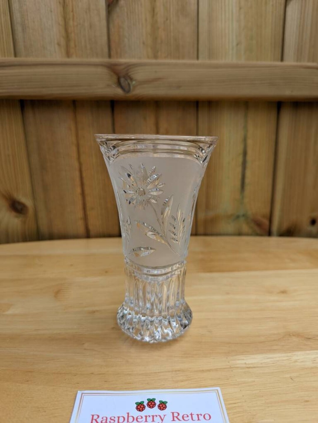 Vintage Cut Glass Posy Vase Crystal Cut Glass Flower Vase Frosted Glass ...