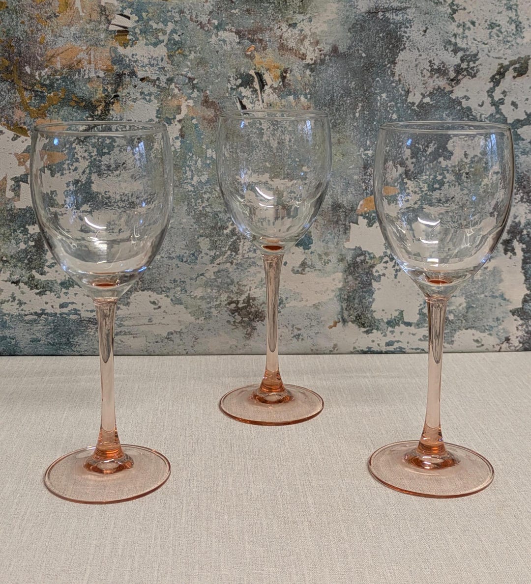 Rose Pink Stem Wine Glasses Alcohol Glasses Set of 3 - Etsy