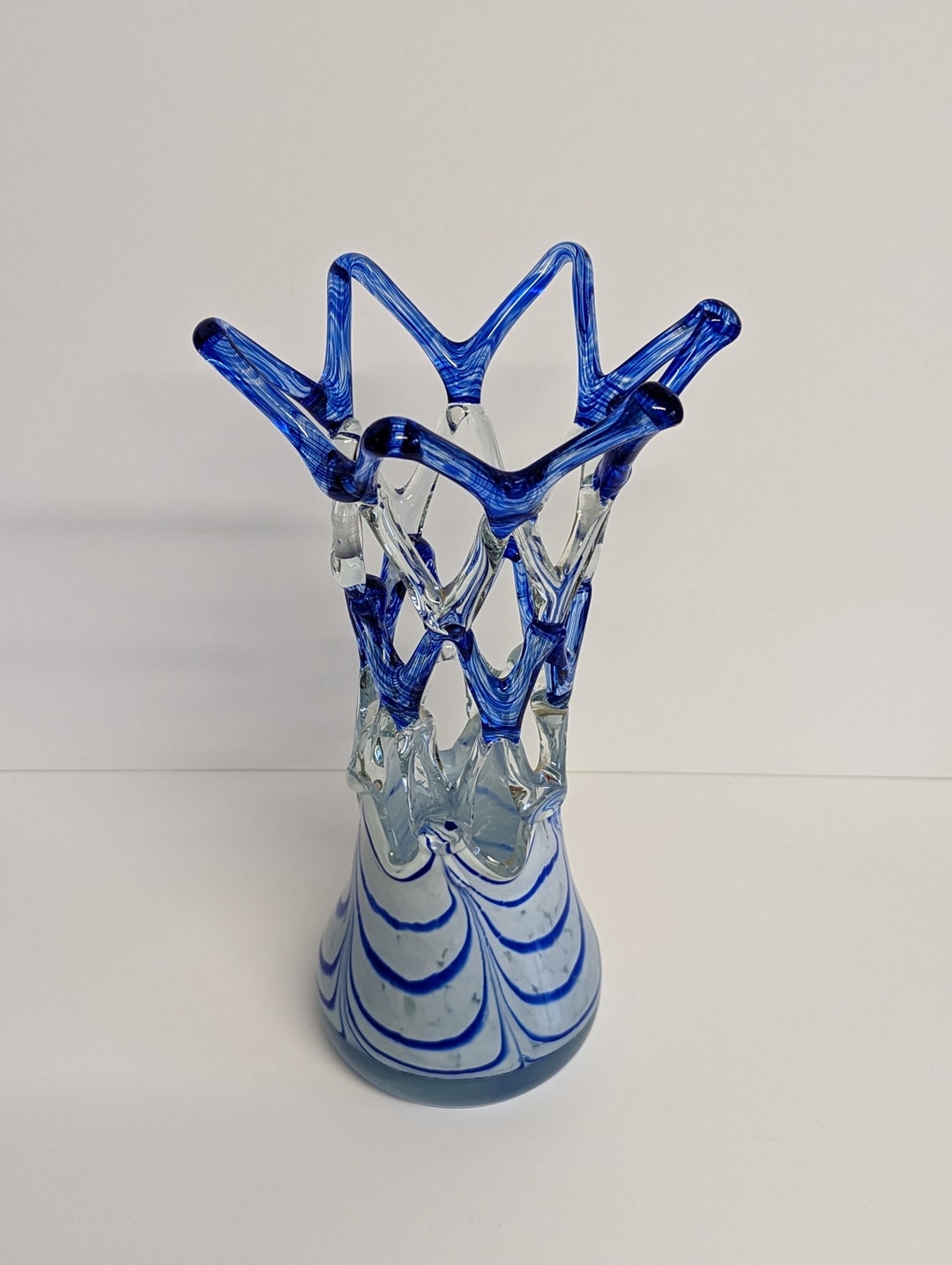 Art Glass Handblown Sculptured Glass Retro Vase Vintage Glass Vase Web ...