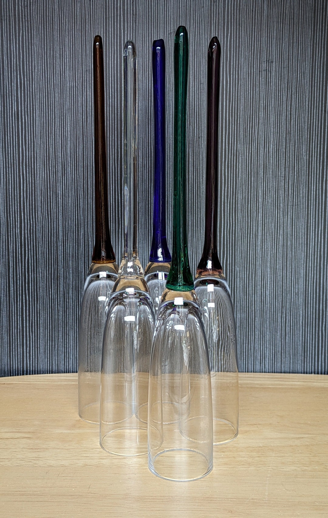 Vintage Tall Champagne Flutes Long Stem Hand Blown Champagne Glasses ...