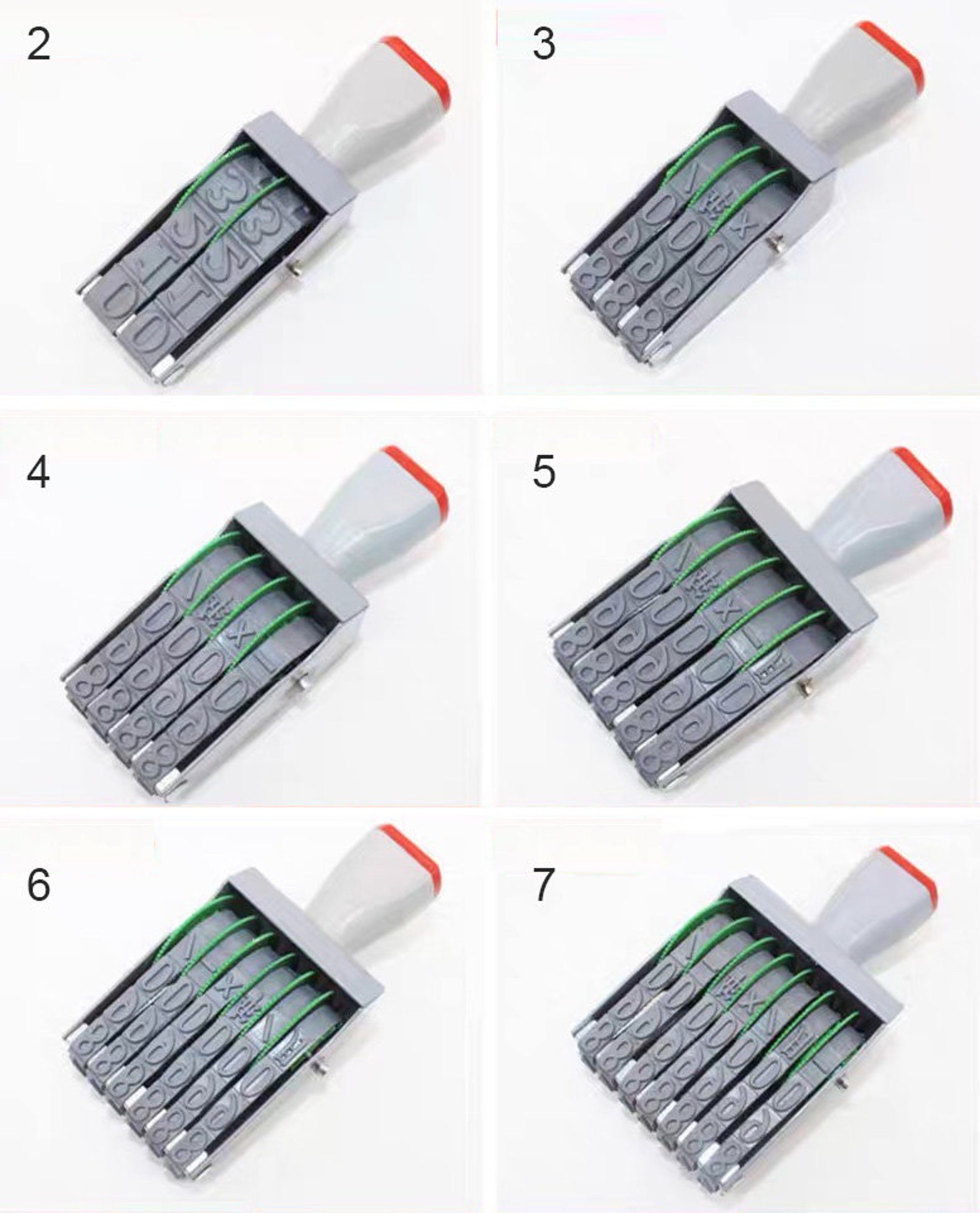 Numbers Digit Rotary Stamp 2 / 3 / 4 / 5 / 6 Rows , Digital Numbers ...