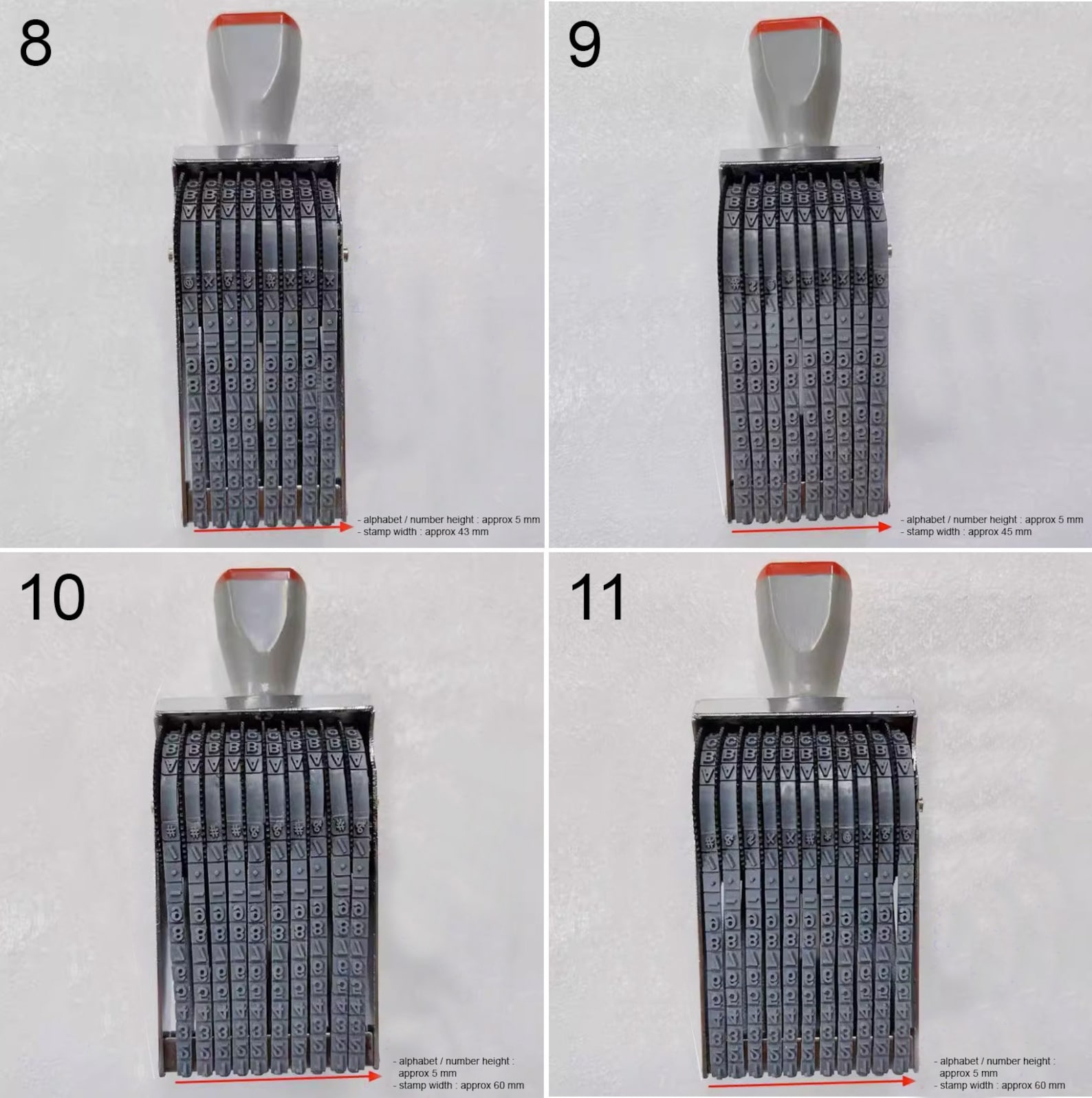 3mm / 4mm / 5 Mm Alphabets Numbers Rotary Stamp 8 / 9 / 10 / 11 / 12 ...