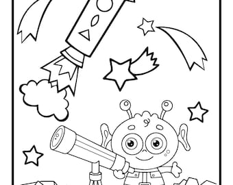 40 Space Coloring Pages for Kids - Etsy