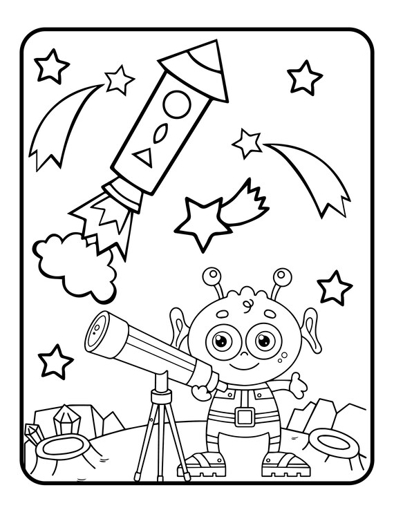 40 Space Coloring Pages - Etsy