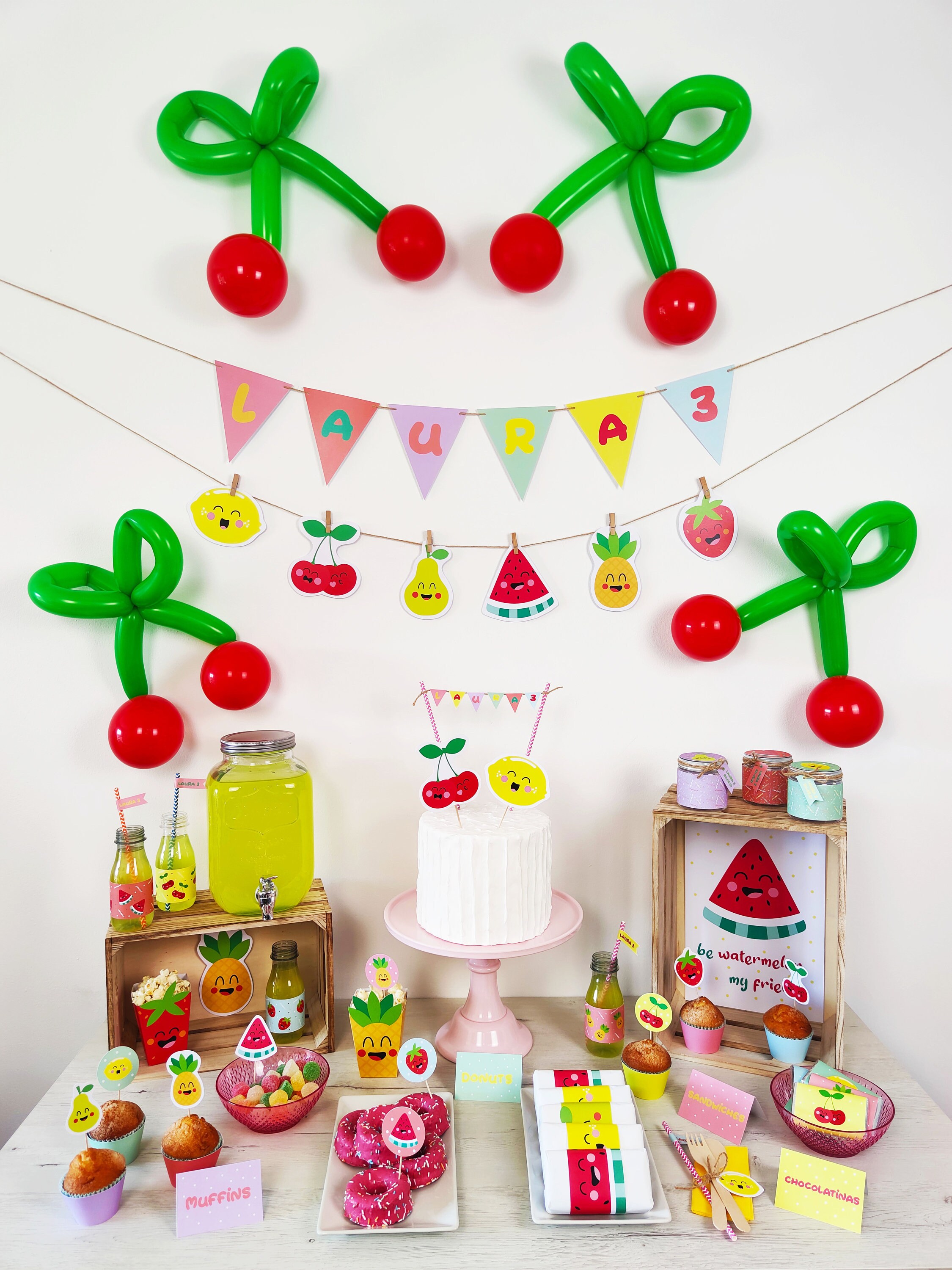 Decoración fiesta Frutas, personalizada, imprimible, archivo digital ...