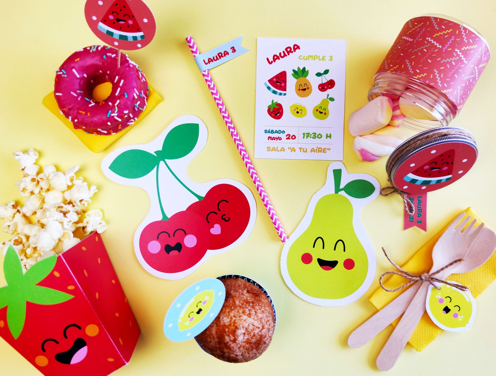 Decoración fiesta Frutas, personalizada, imprimible, archivo digital ...