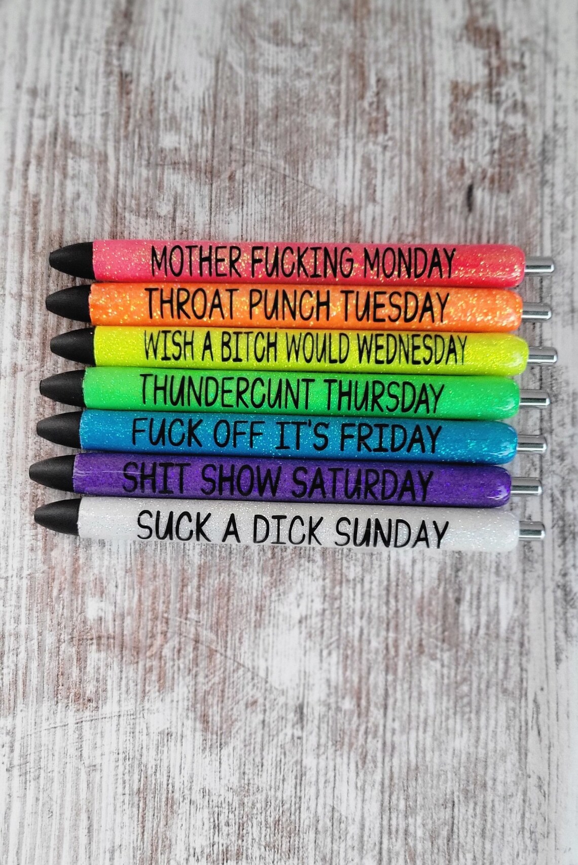 Glitter Pens Cus Word Pens Days of the Week Pens Epoxy - Etsy