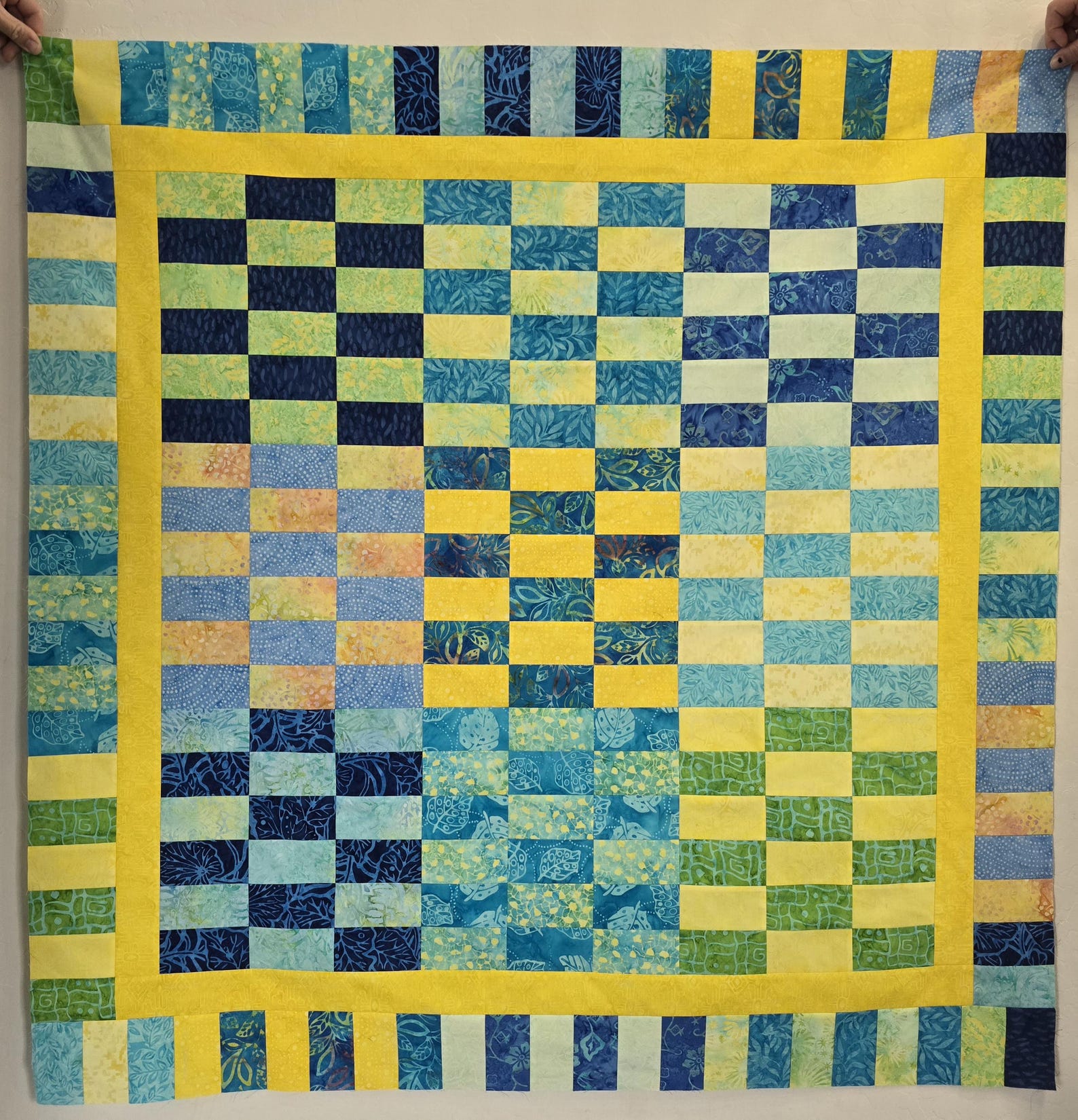Unfinished "tropical Split Bars" Quilt Top - Etsy