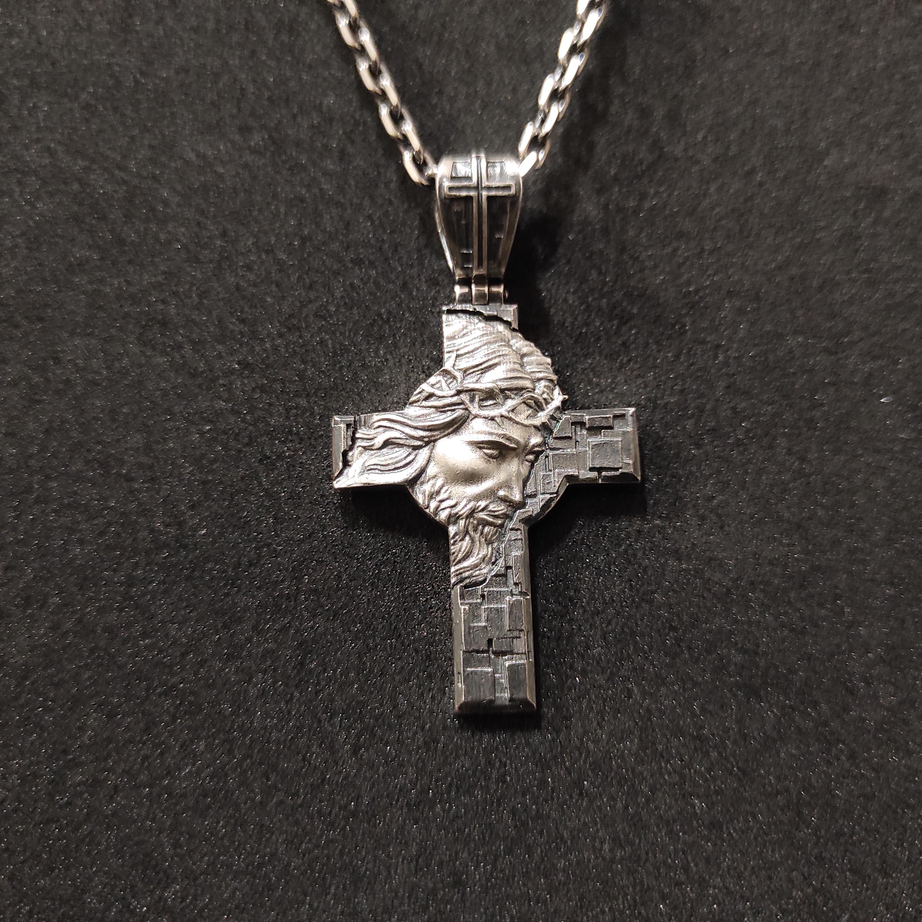 Personalized Sterling Silver Jesus Cross Pendant - Christian Necklace ...