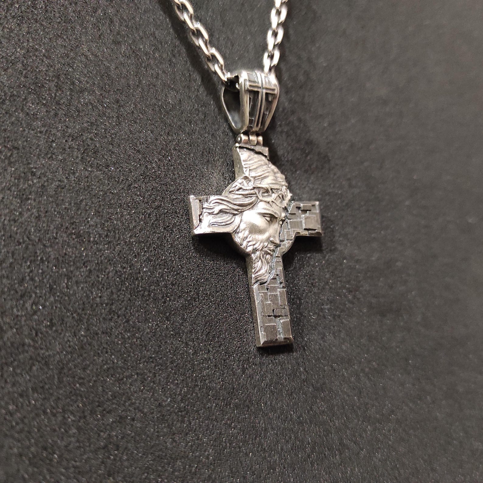 Personalized Sterling Silver Jesus Cross Pendant - Christian Necklace ...
