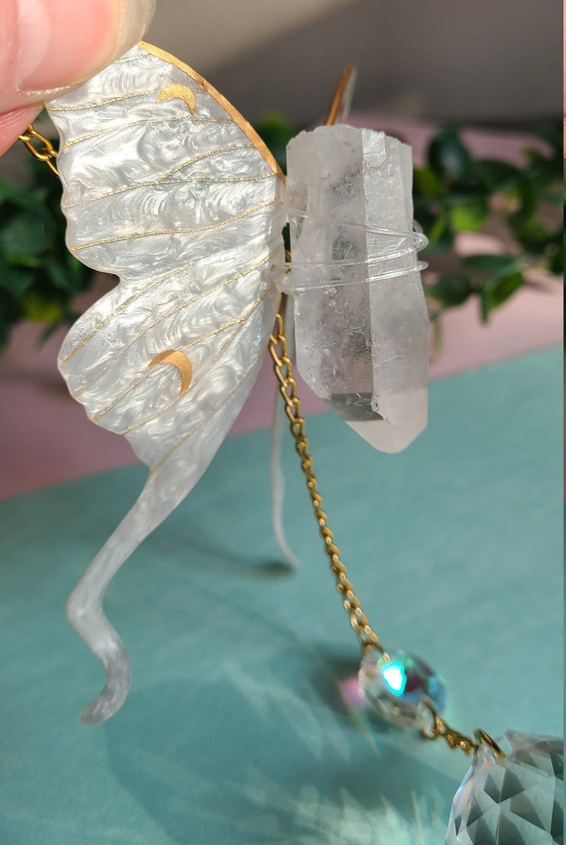 Luna Moth Quartz Crystal Sun Catcher Crystal Prism Suncatcher | Etsy