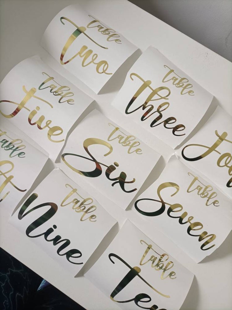 VINYL ONLY Wedding Vinyl Table Numbers for Seating Plan to Fit - Etsy UK