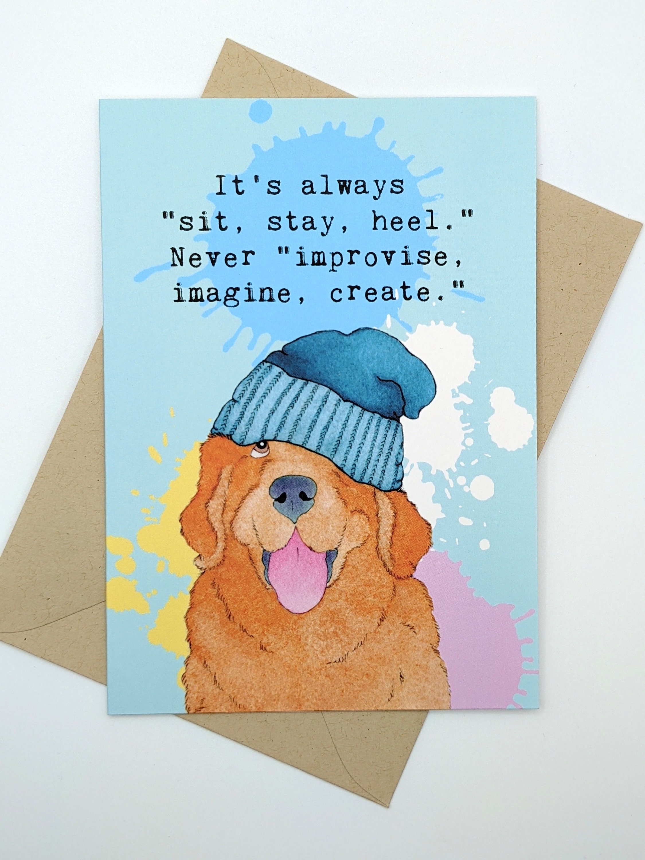 Golden Retriever Card Funny Card Creativity Think Outside the Box ...