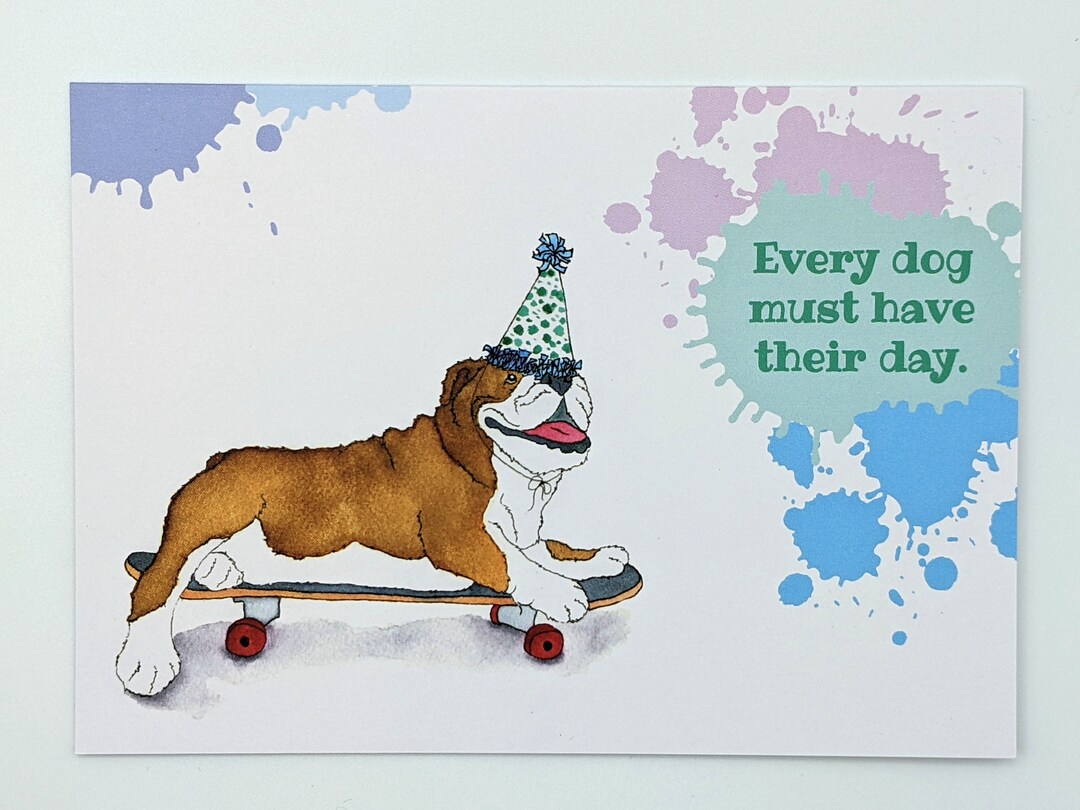 Bulldog Card Birthday Card Celebration Card Dog Lover Card Note Card ...