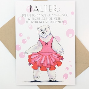 Polar Bear Balter Dancing Ballet Ballerina Tutu Greeting Card Blank ...