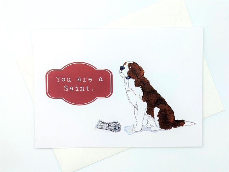 St. Bernard Card | Thank You Card | Dog Thank You Card | Mother's Day ...