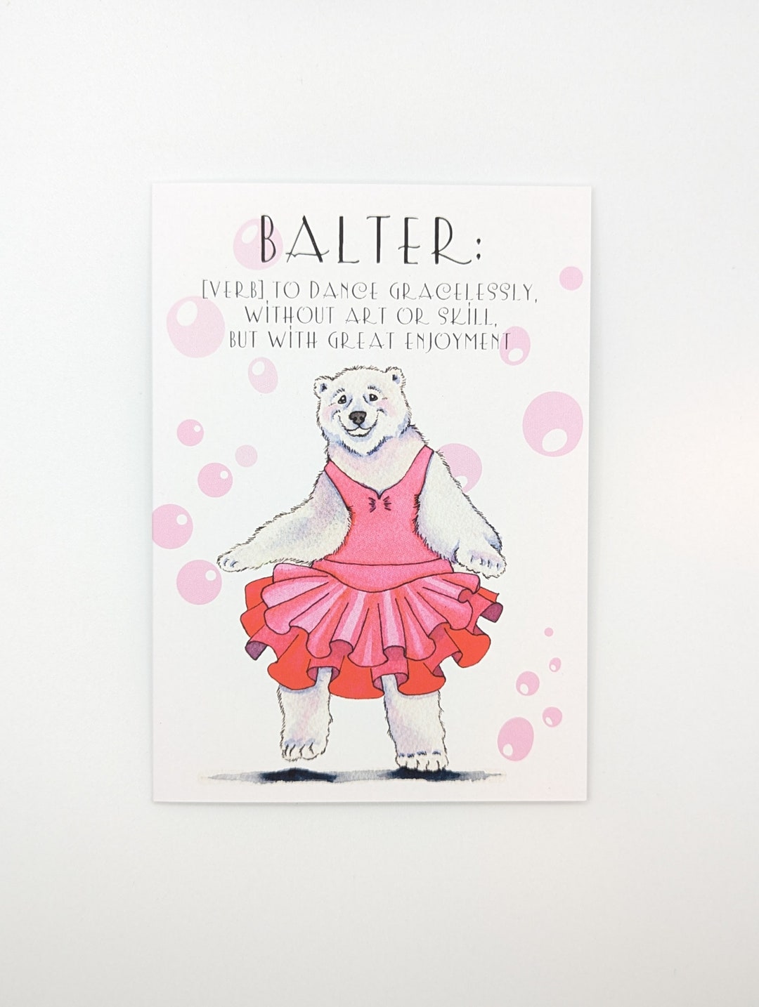 Polar Bear Balter Dancing Ballet Ballerina Tutu Greeting Card Blank ...